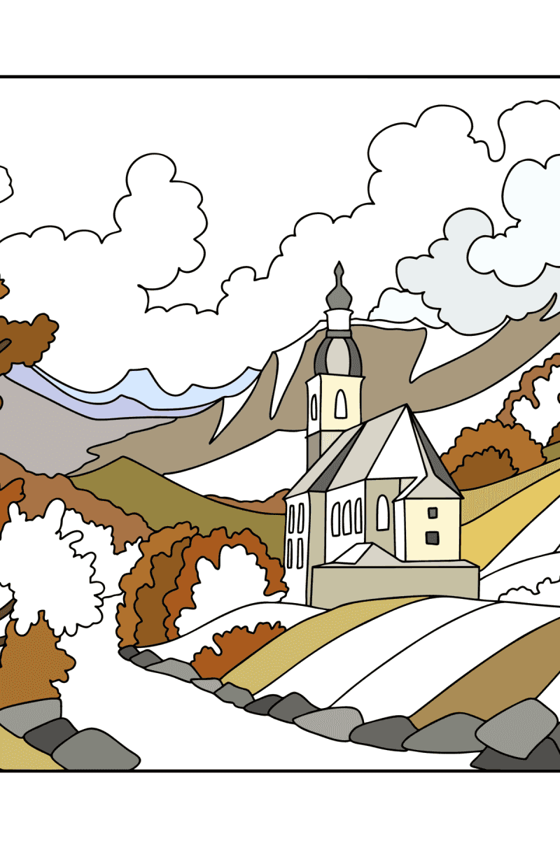 Autumn in Colorado coloring page | Coloring-for-Adults.com