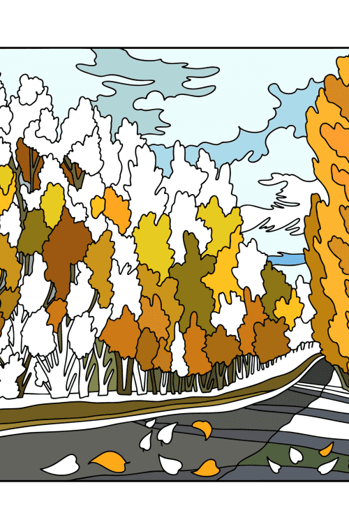 Autumn in Colorado coloring page | Coloring-for-Adults.com