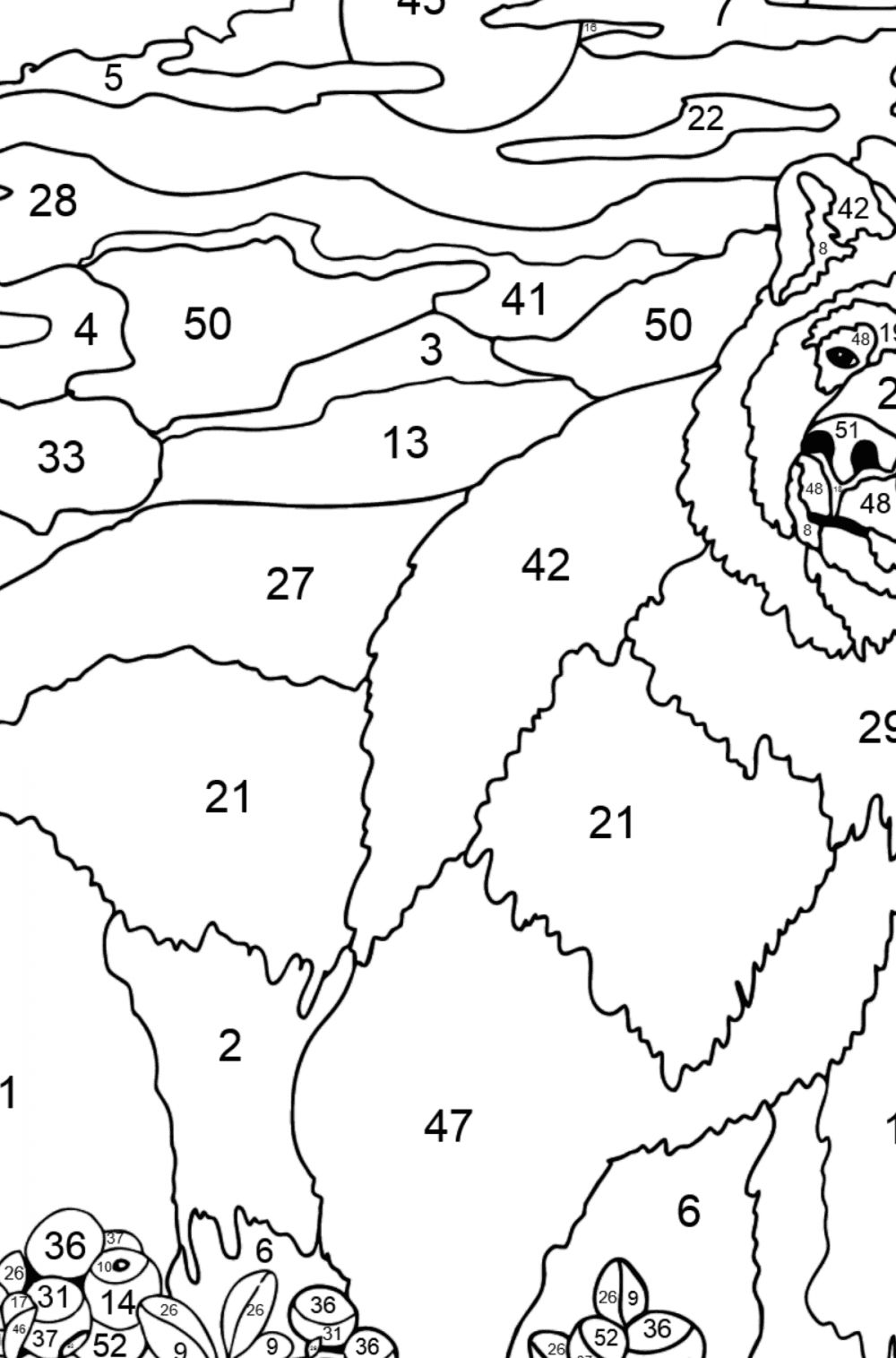 Bear in the forest - Bears coloring pages for Adults online