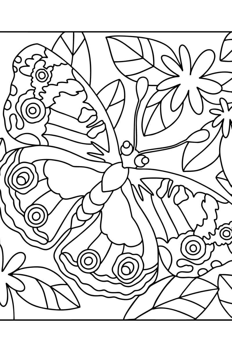 Cute butterfly - Butterflies coloring pages for Adults Online