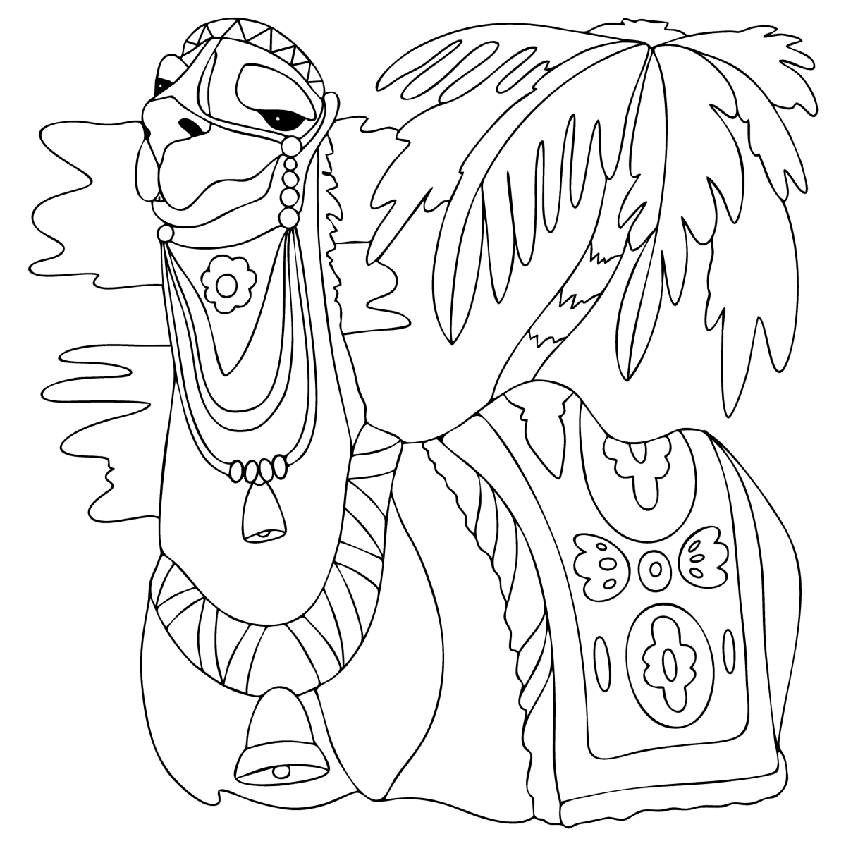 Camel on holiday - Camels coloring pages for Adults online