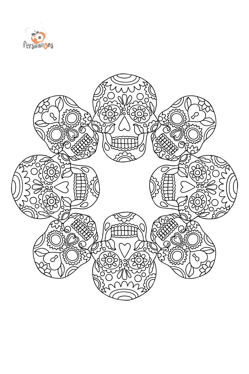 Sugar Skulls mandala coloring page - Carnival coloring pages online