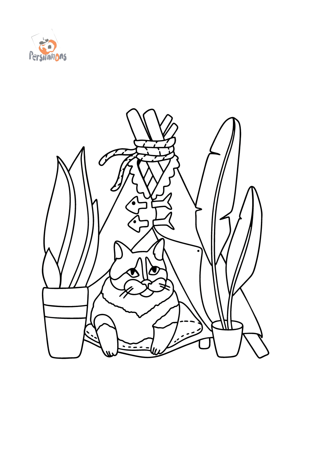 Cat in the house - Cats Coloring pages for Adults Online and Print