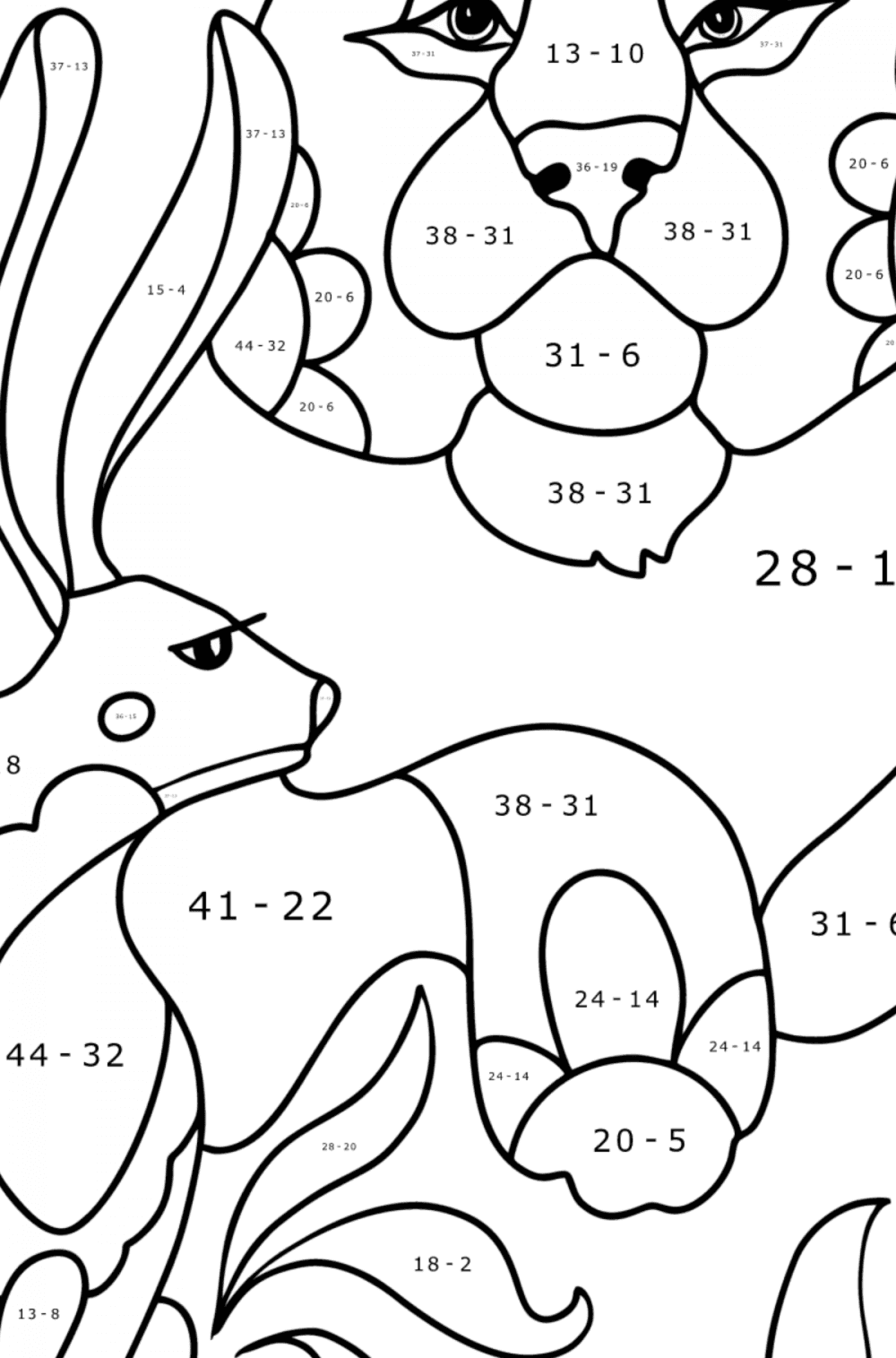 Year of the tiger and rabbit - Chinese New Year coloring pages