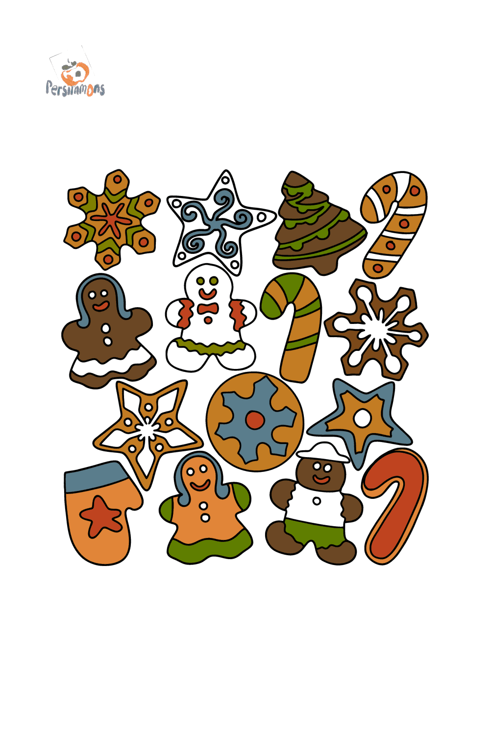 Gingerbread set - Christmas coloring pages online and printable