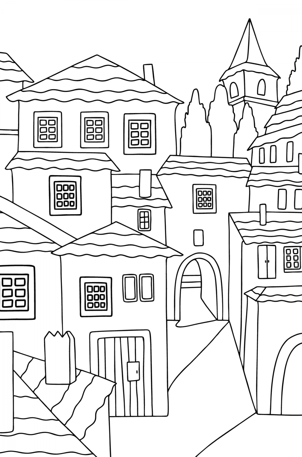 Disegni di Città da colorare - Coloring-for-Adults.com