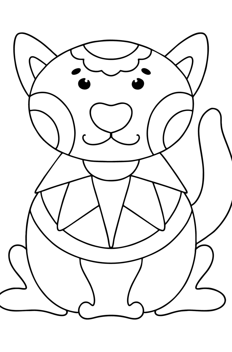 Coloring page Cat with patterns for Kids - Play online for Free