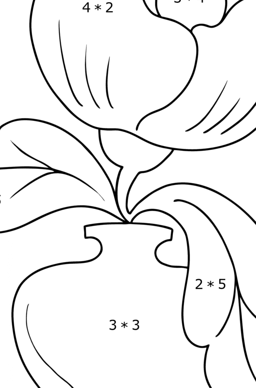 Coloring page Flowers in a vase for Kids - Play online for Free