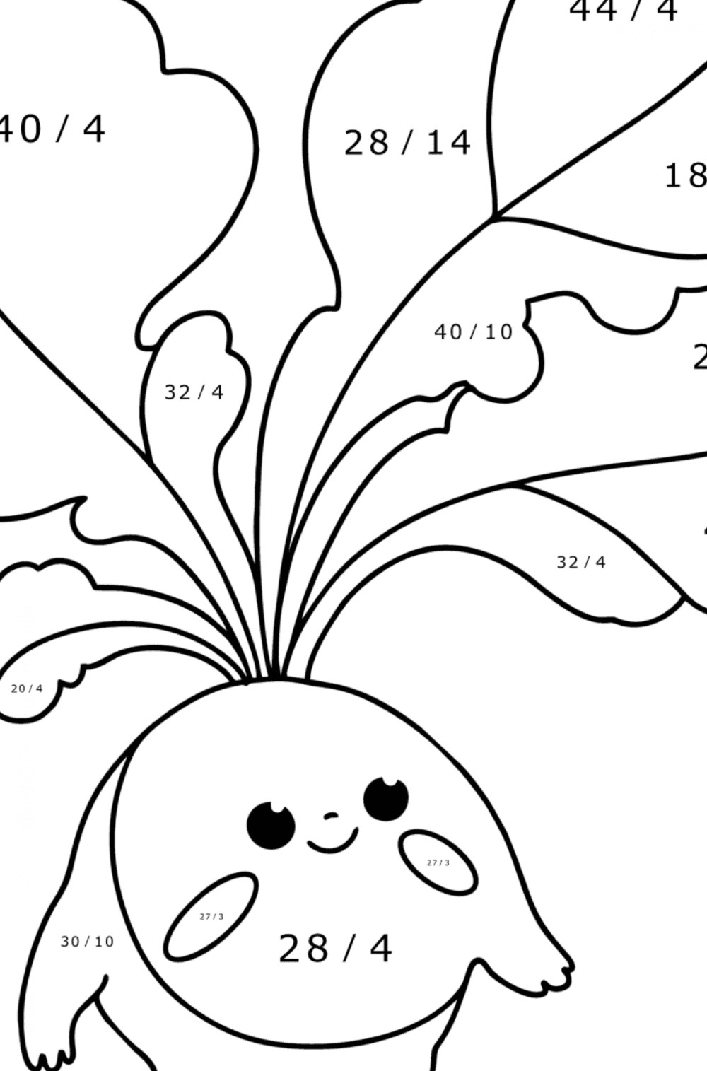 Coloring page Cute radish for Kids - Play online for Free