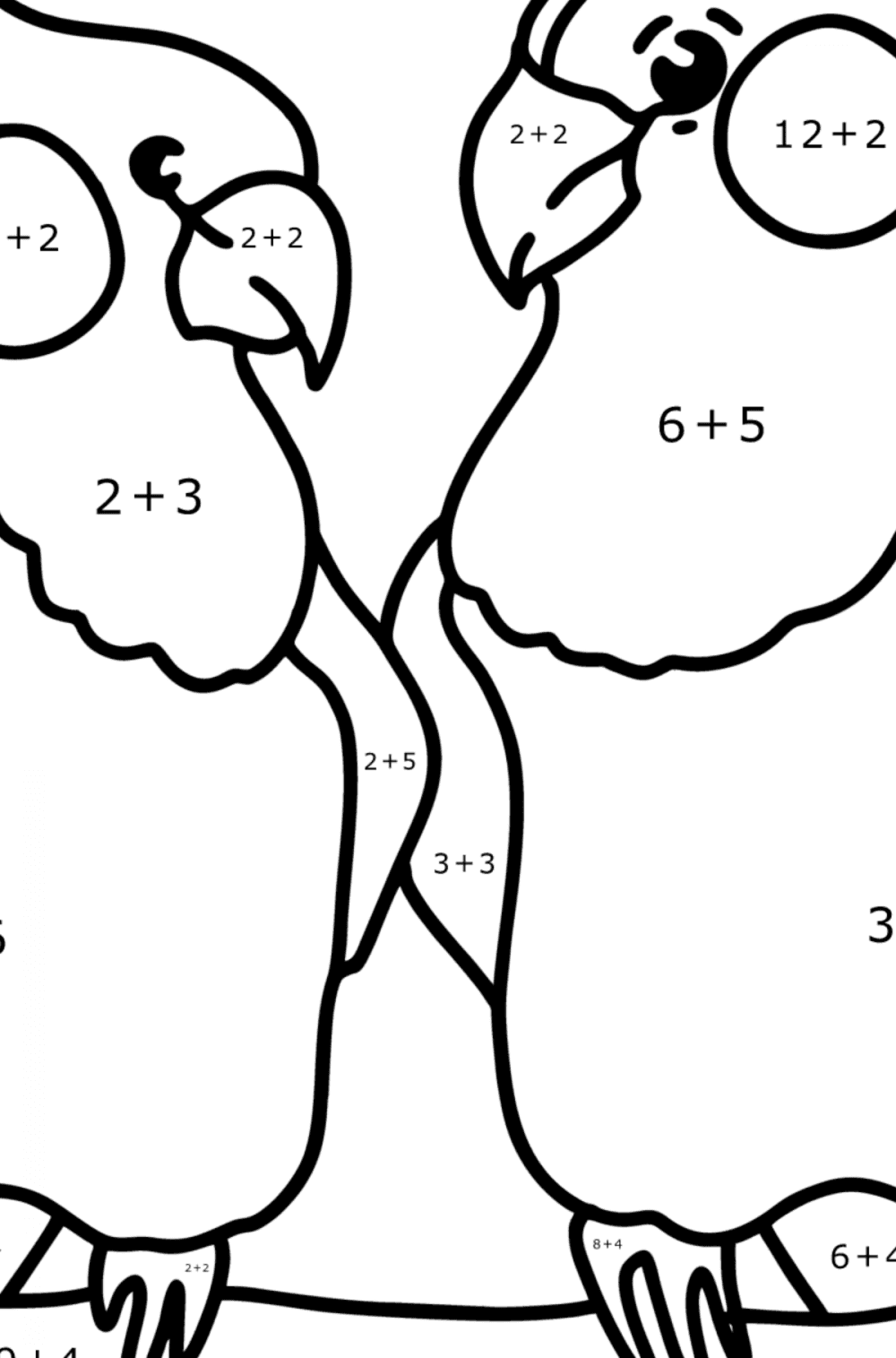 Coloring page Lovebird parrots for Kids - Play online for Free