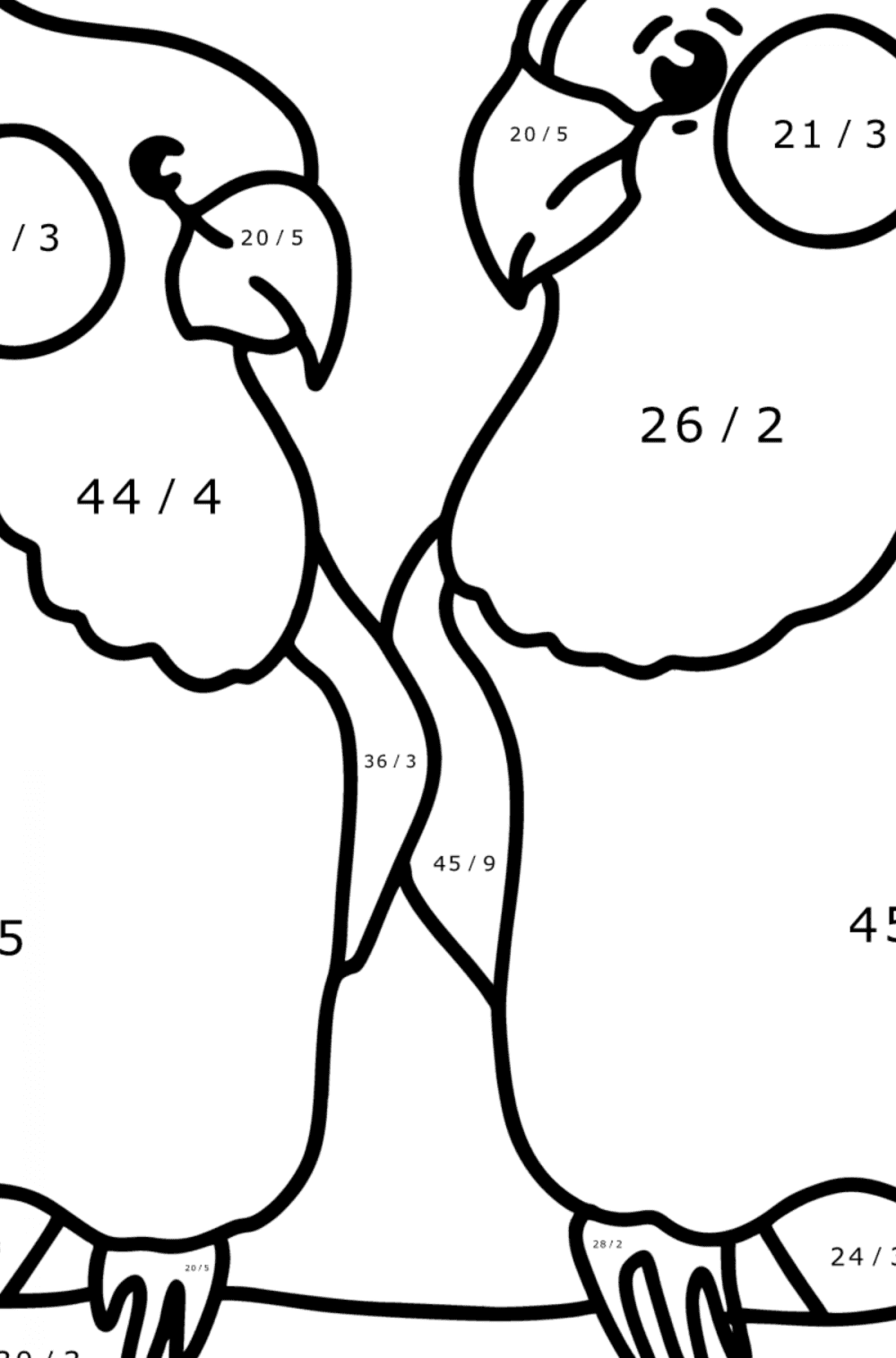 Coloring page Lovebird parrots for Kids - Play online for Free