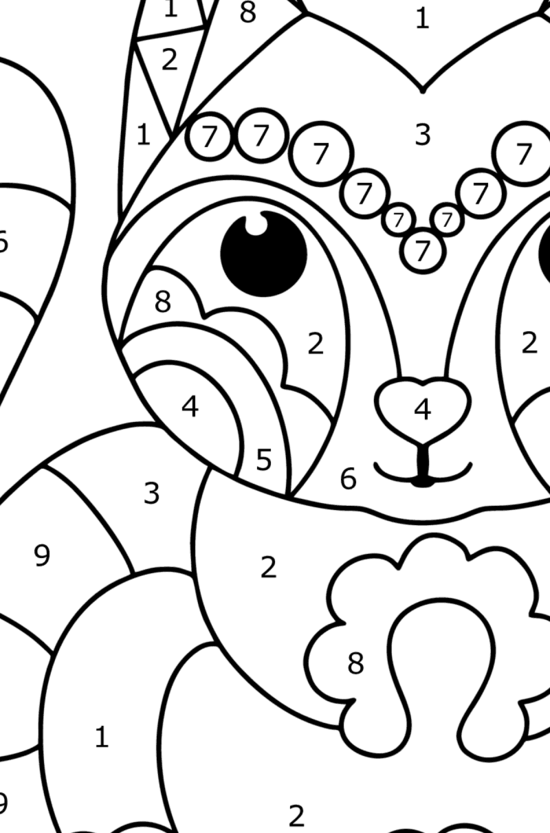 Coloring page Raccoon with patterns for Kids - Play online for Free