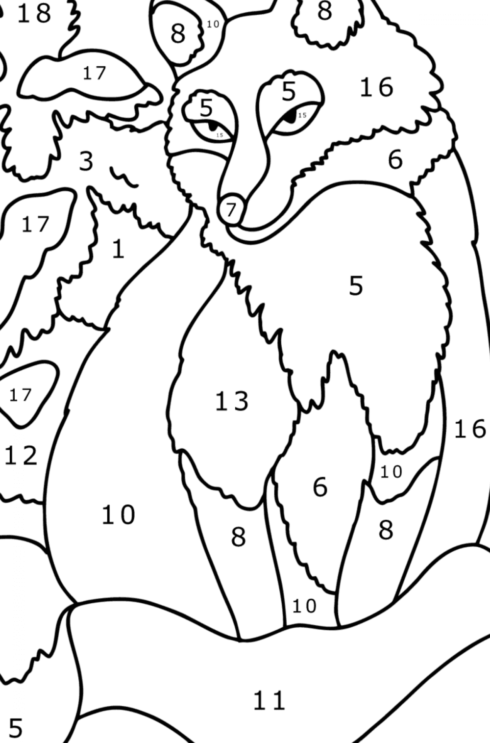 Coloring page Fox in the winter forest for Kids - Play online!