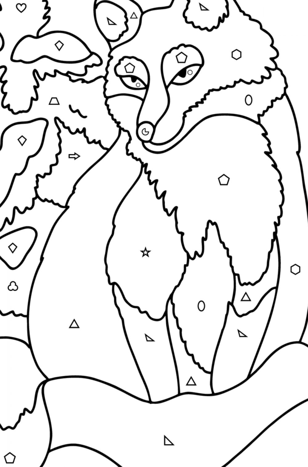 Coloring page Fox in the winter forest for Kids - Play online!