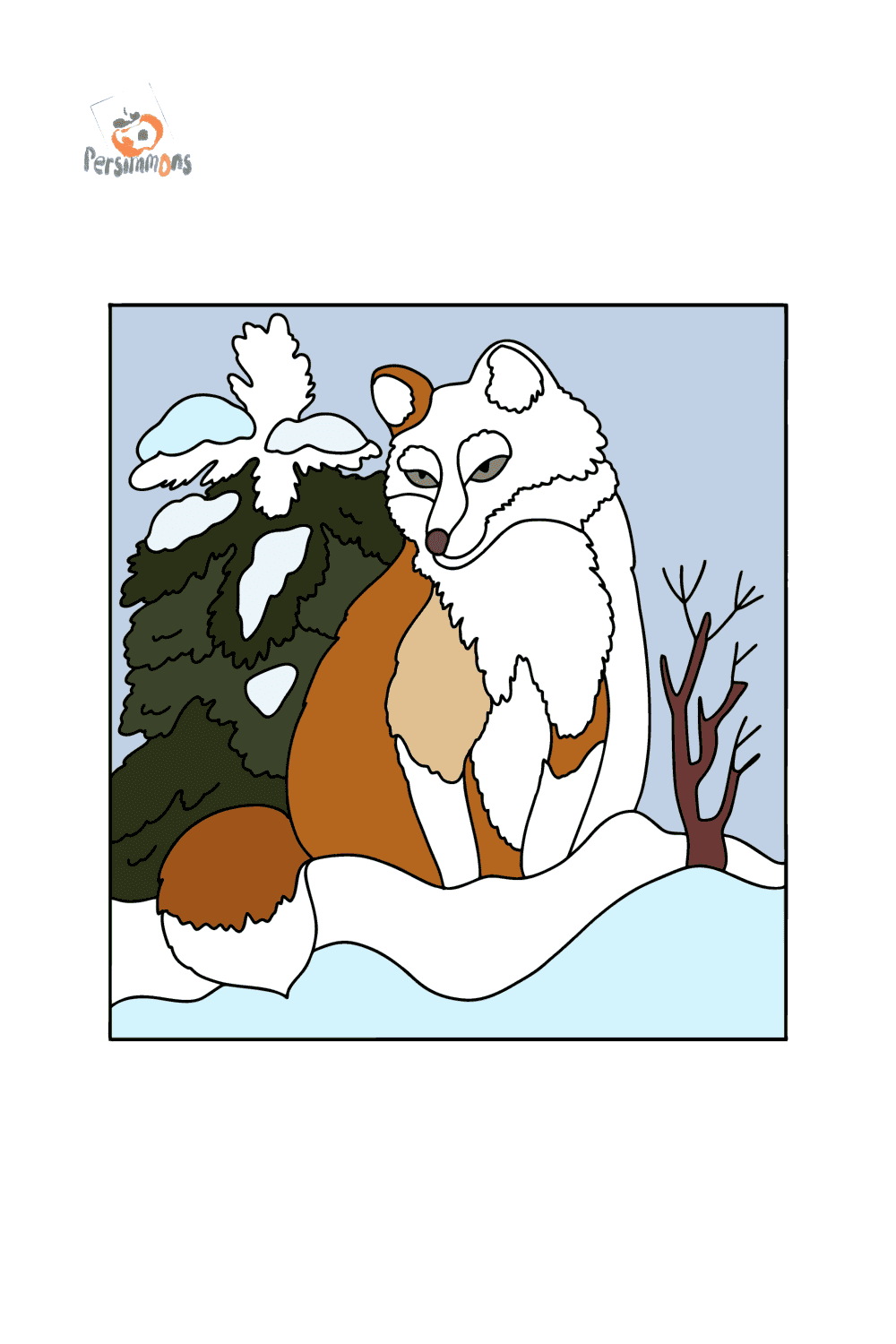 Coloring page Fox in the winter forest for Kids - Play online!