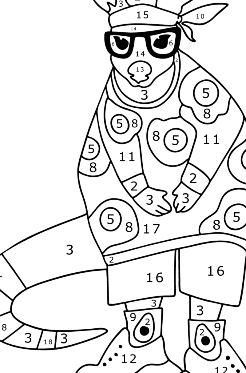 Fashionable kangaroo - Cute coloring pages for Adults online
