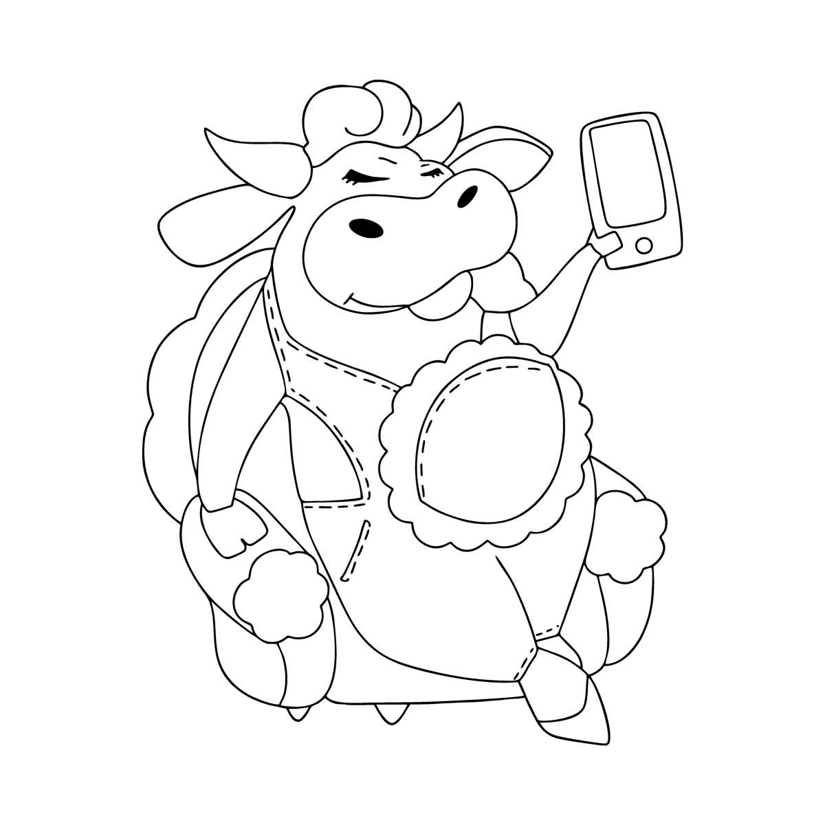 Funny cow - Cute coloring pages for Adults Online and Print