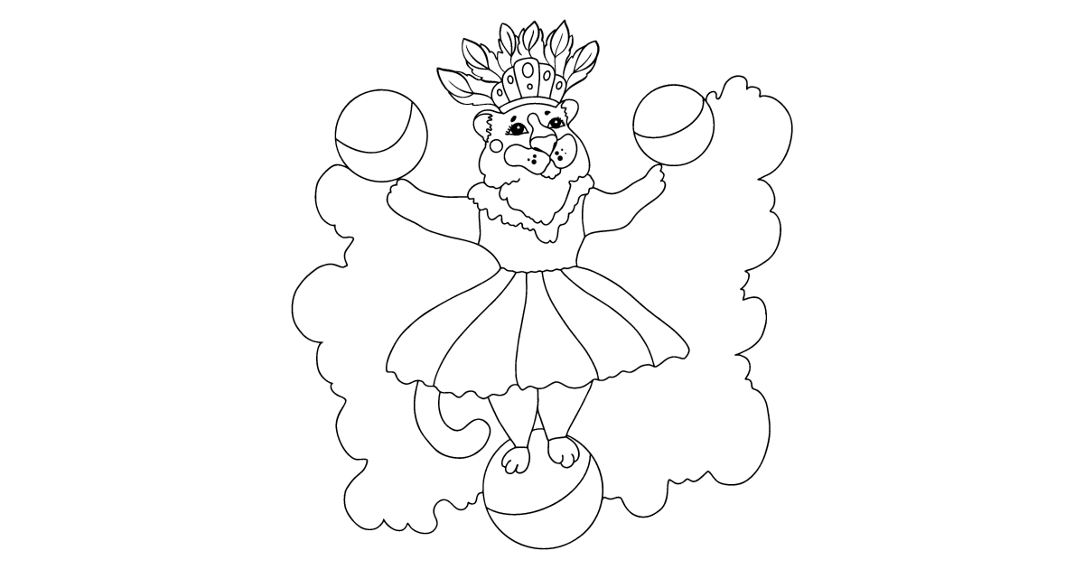 Tigress in the circus - Cute coloring pages for Adults online Tigress in the circus - Cute coloring pages for Adults online