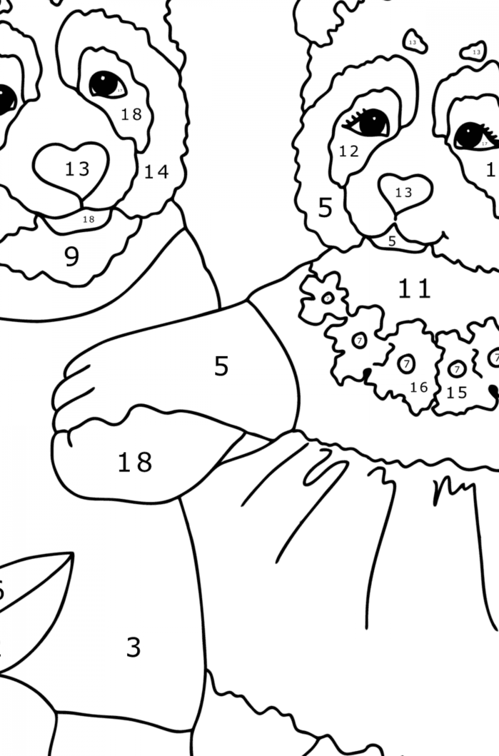 Two pandas - Cute coloring pages for Adults Online and Print