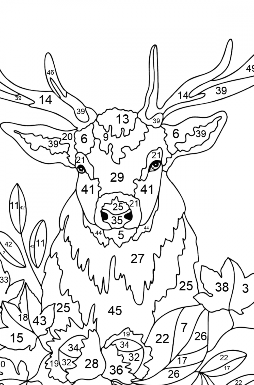 Deer head - Deer Coloring Pages for Adults for Free