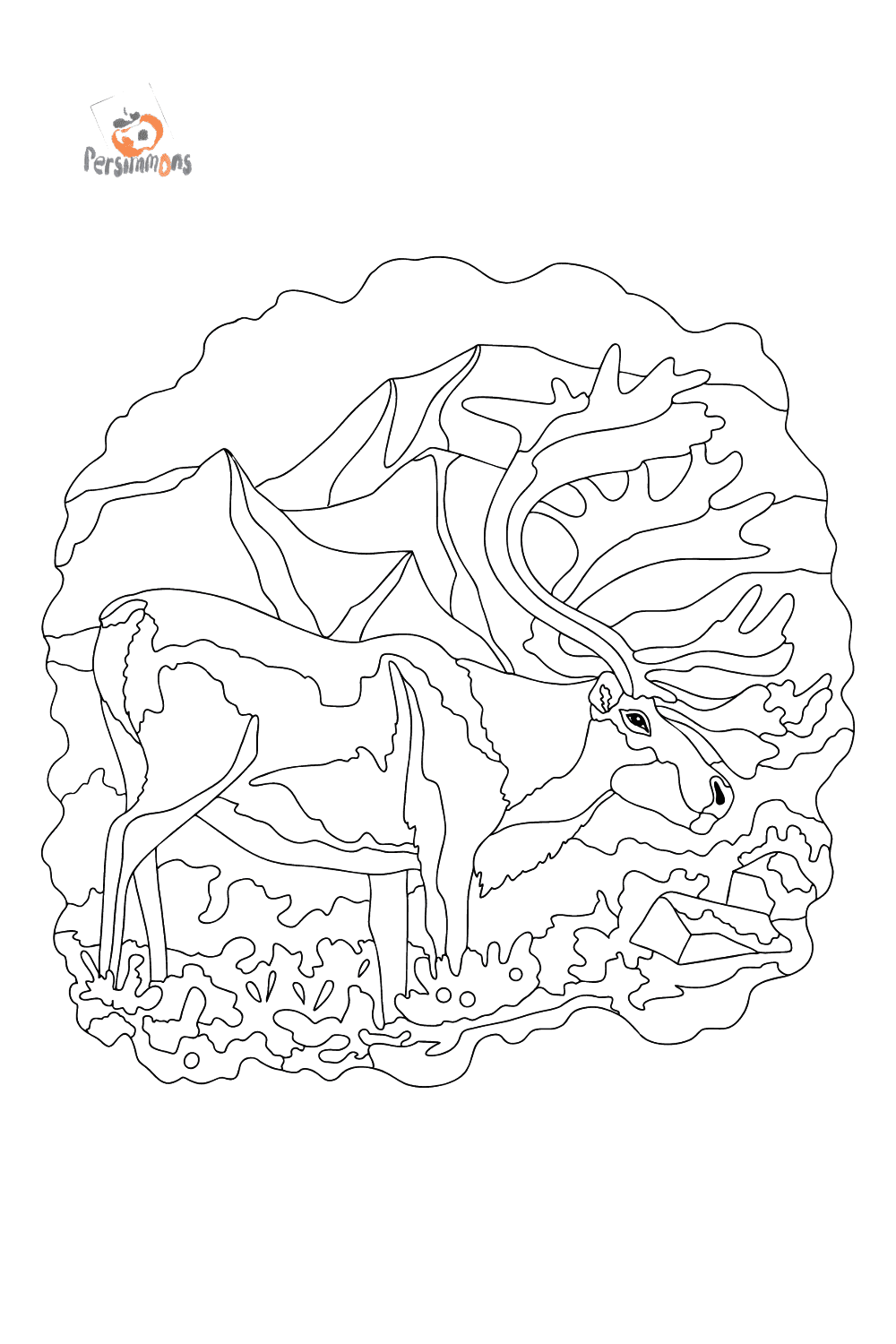 Deer in nature - Deer Coloring Pages for Adults for Free