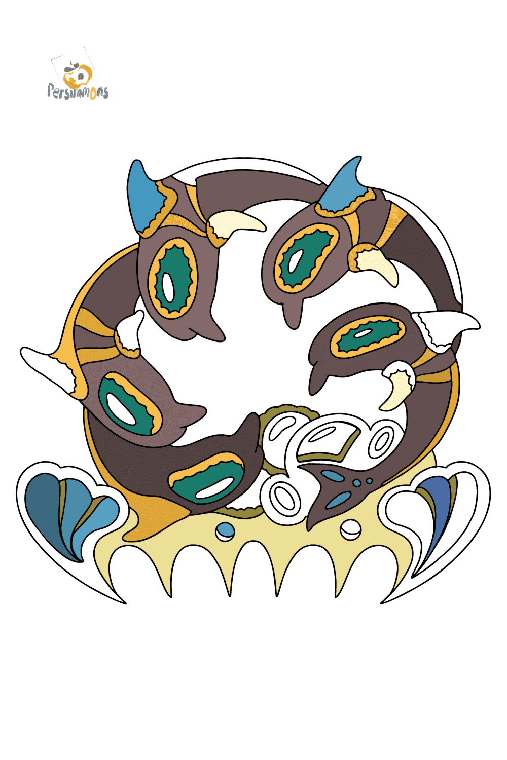 Hairpin with dolphins and agate - Dolphins coloring pages for Adults