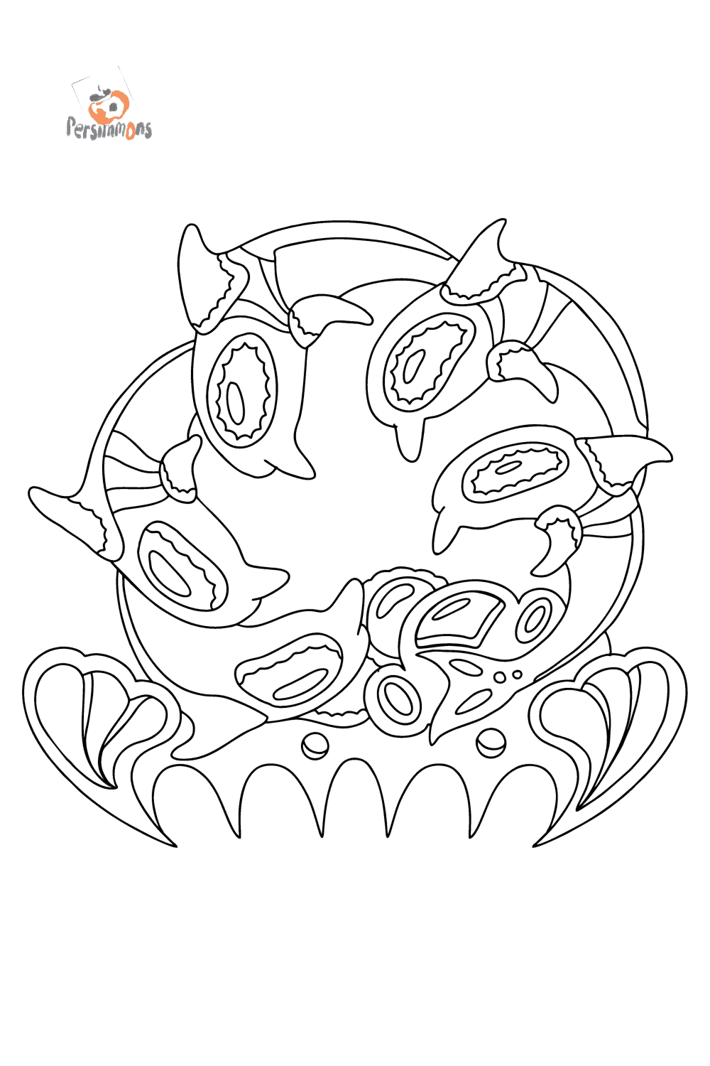 Hairpin with dolphins and agate - Dolphins coloring pages for Adults