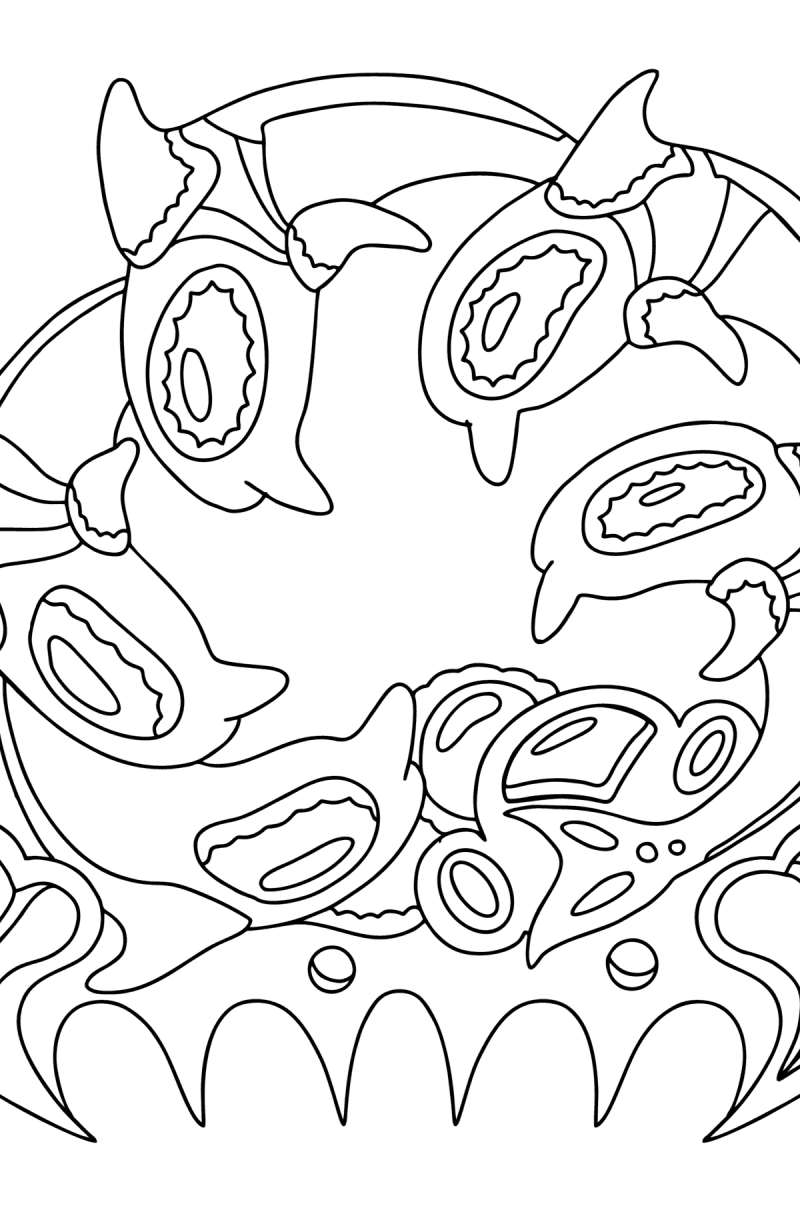 Hairpin with dolphins and agate - Dolphins coloring pages for Adults