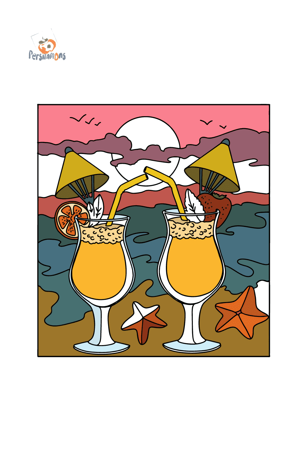 Evening cocktail - Drinks coloring pages for Adults online