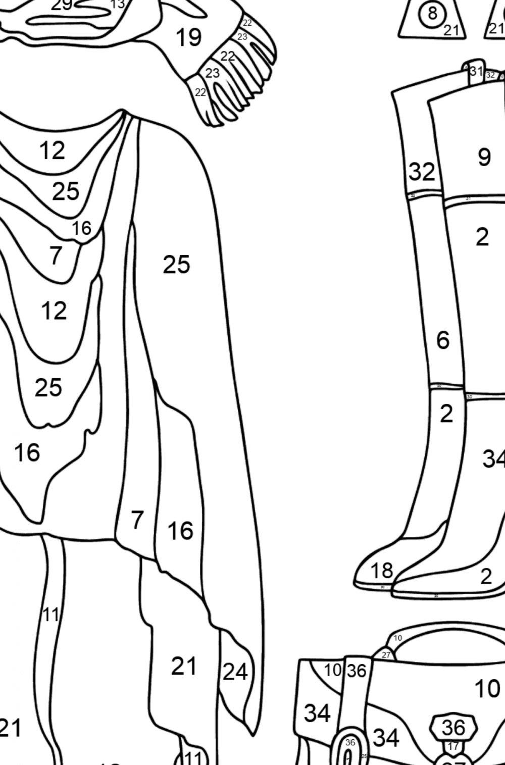 High boots, bag and coat Poncho - Fashion & Style coloring pages