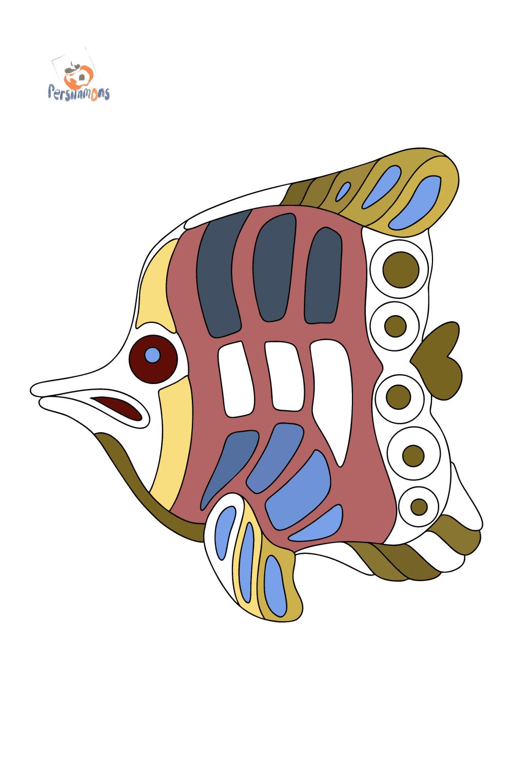Pink fish - Fish coloring pages for Adults online and printable