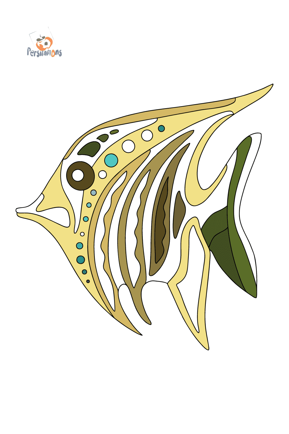 Yellow fish - Fish coloring pages for Adults online and printable