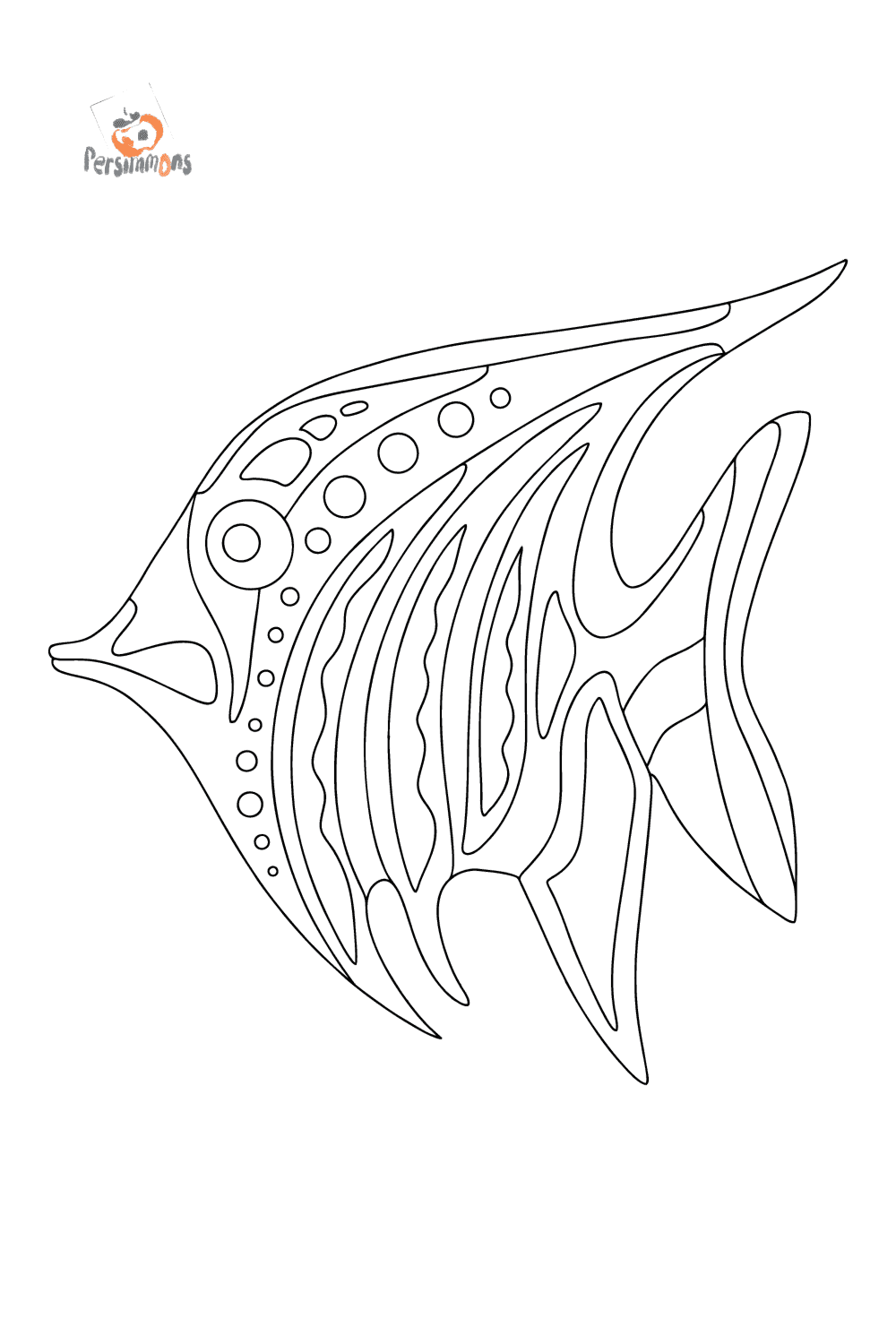 Yellow fish - Fish coloring pages for Adults online and printable