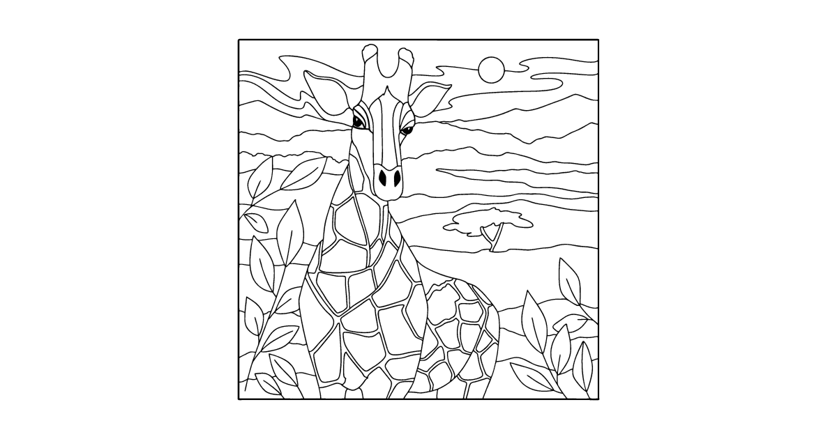 Beautiful giraffe - Giraffes coloring pages for Adults online