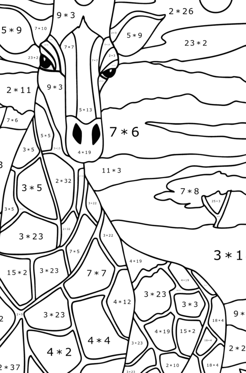 Beautiful giraffe - Giraffes coloring pages for Adults online