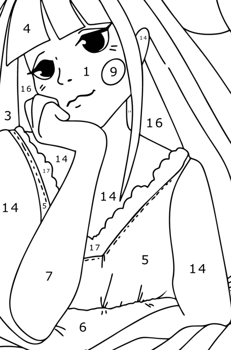 Calm girl - Woman coloring pages for Adults Print and Online