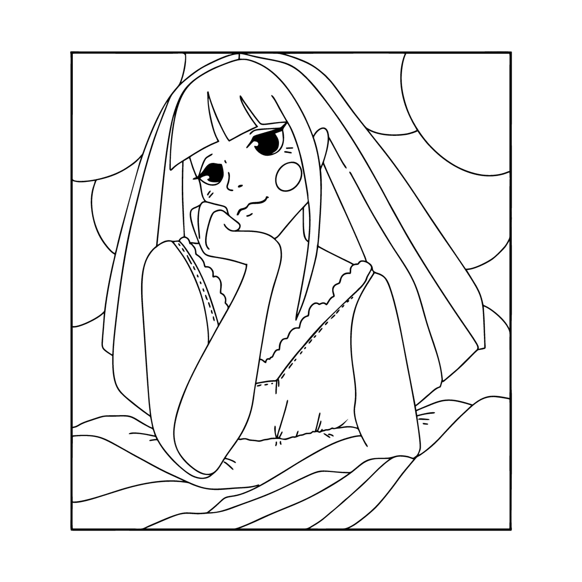 Calm girl - Woman coloring pages for Adults Print and Online