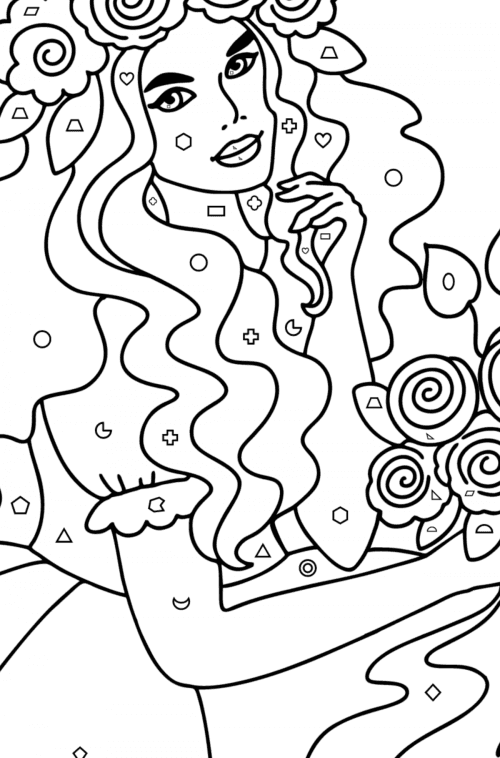 Flower princess - Woman coloring pages for Adults Print and Online