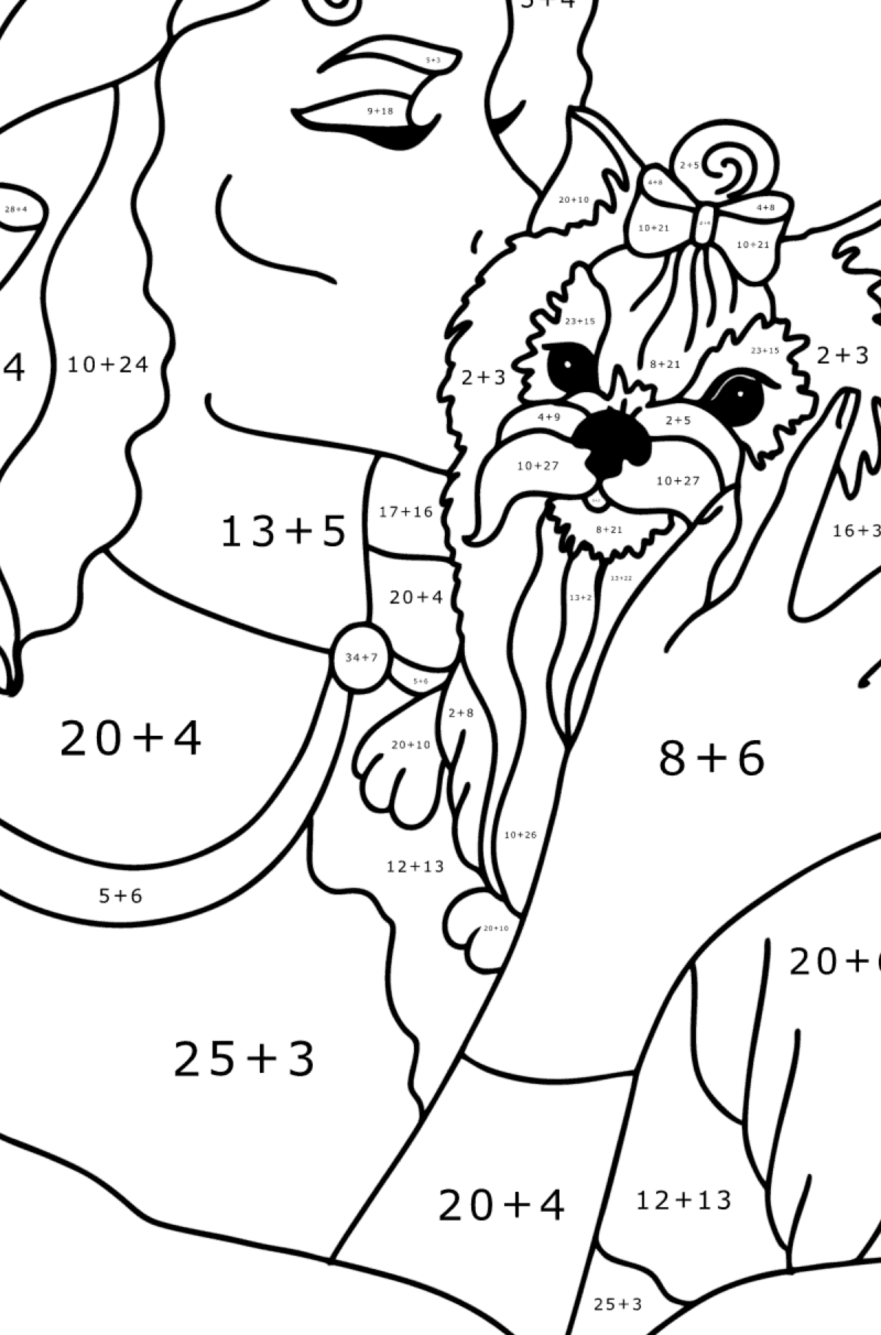 Woman with a dog - Woman coloring pages for Adults Print and Online