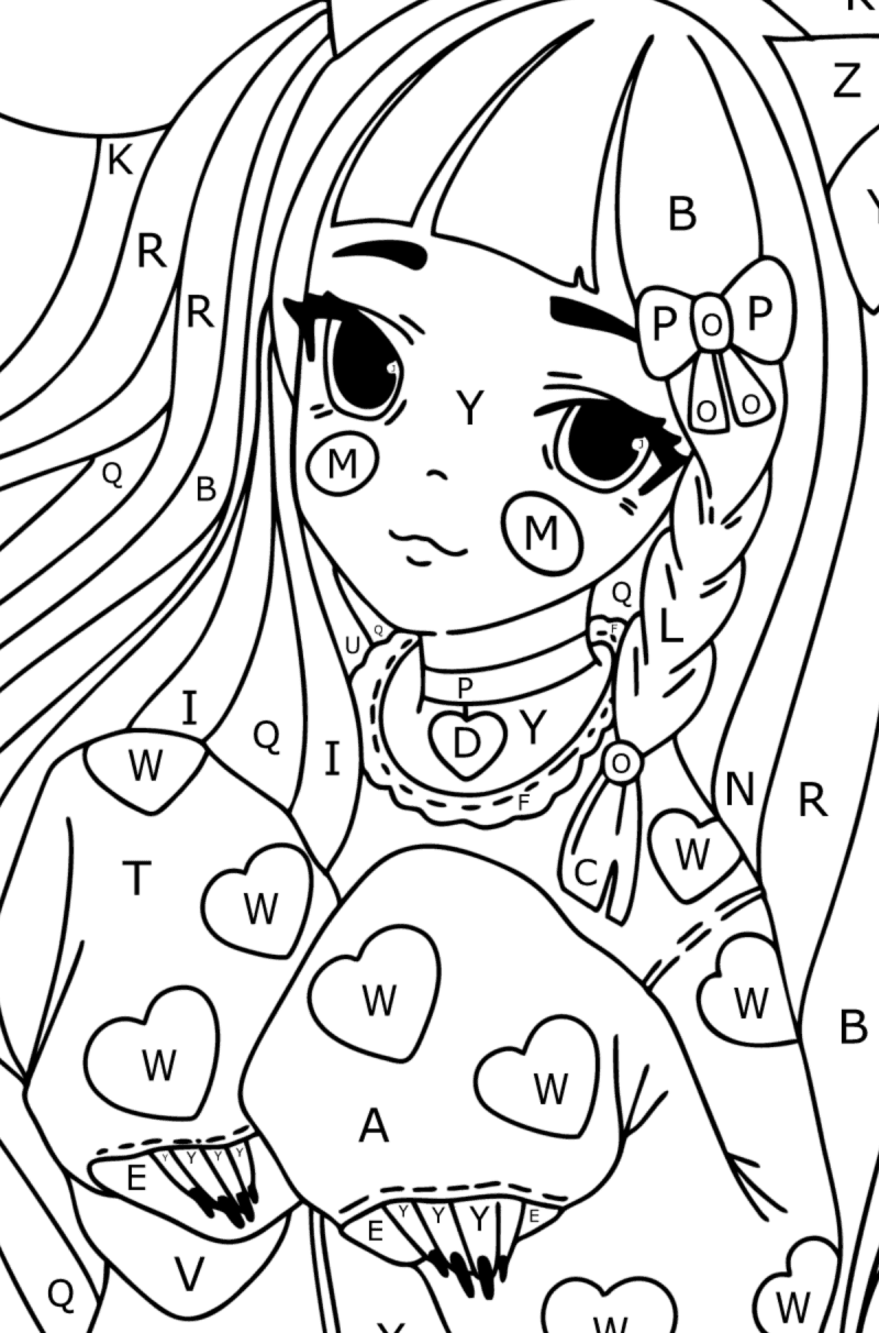 Sad anime girl - Woman coloring pages for Adults Print and Online