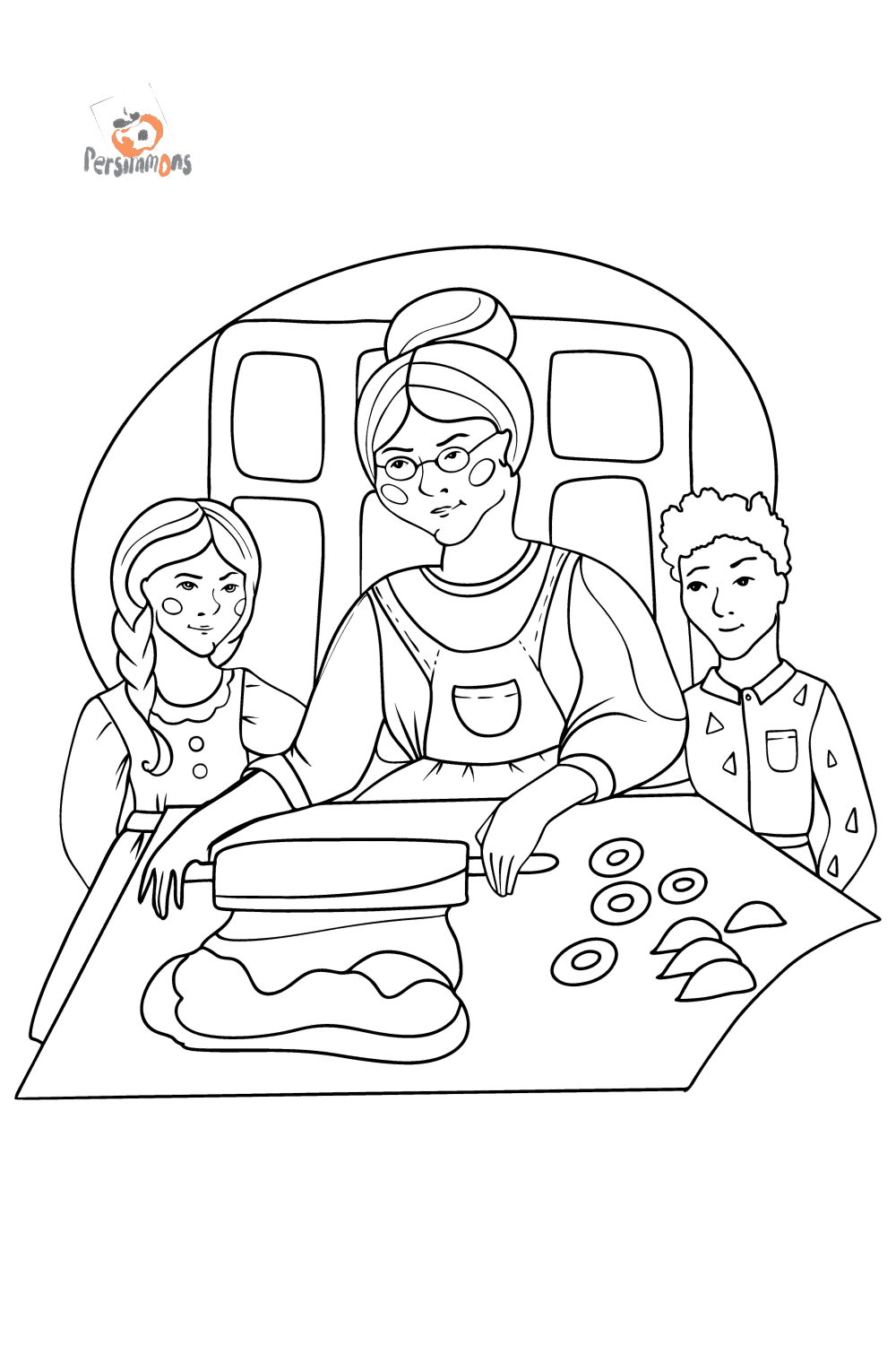 Großmutter und Enkelkinder - Ausmalbilder Großeltern Tag