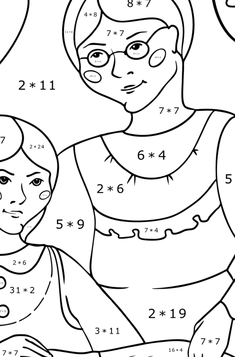 Bunica și nepoată iubite - Desene de colorat Ziua bunicilor