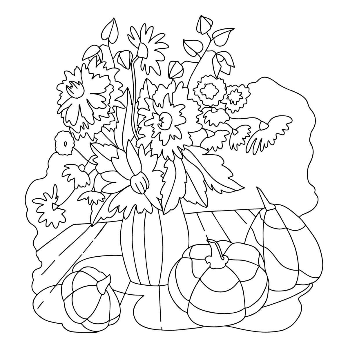 Autumn pumpkin harvest - Halloween Coloring pages for Adults