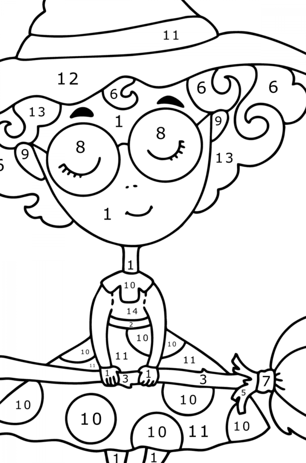 Good witch - Halloween Coloring pages for Adults Online and Print