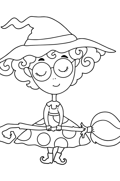 Good witch - Halloween Coloring pages for Adults Online and Print