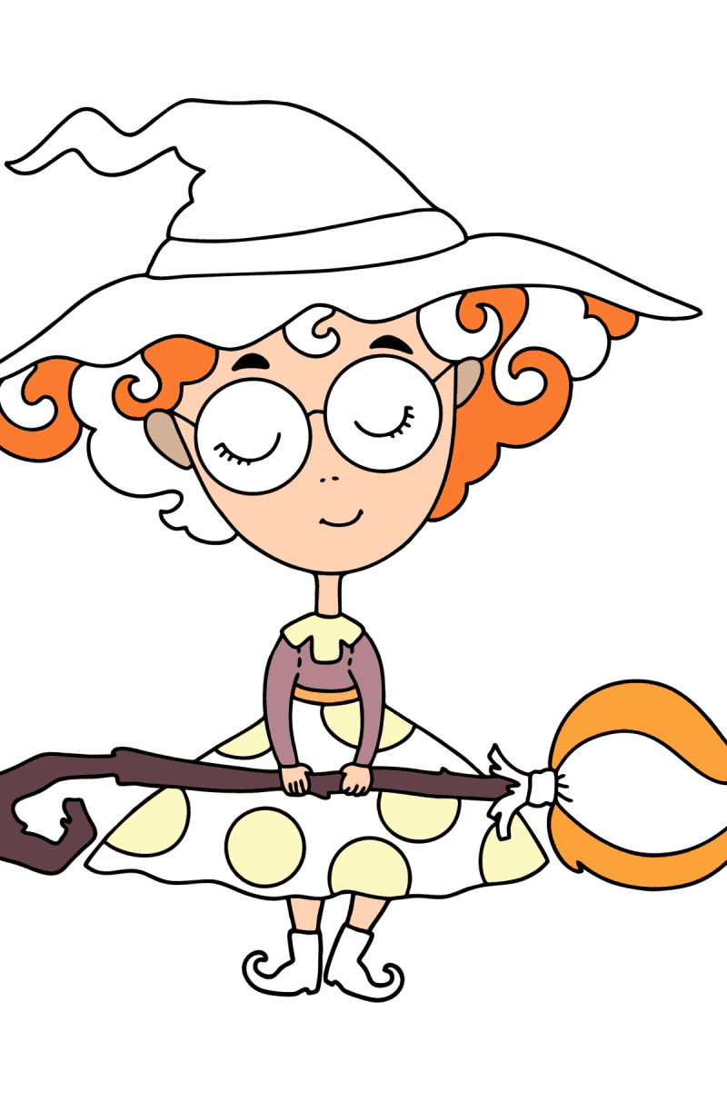 Small witch - Halloween Coloring pages for Adults Online and Print