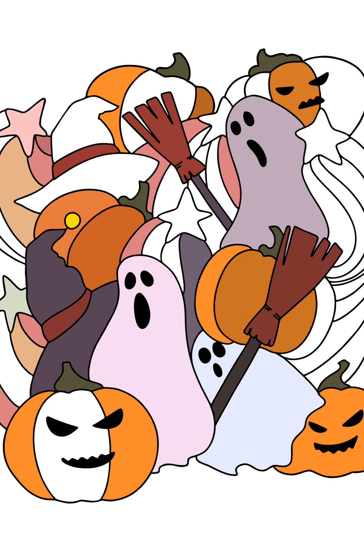 Autumn pumpkin harvest - Halloween Coloring pages for Adults