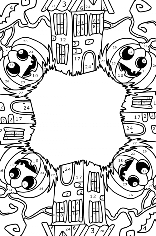 Halloween haunted house coloring page | Coloring-for-Adults.com