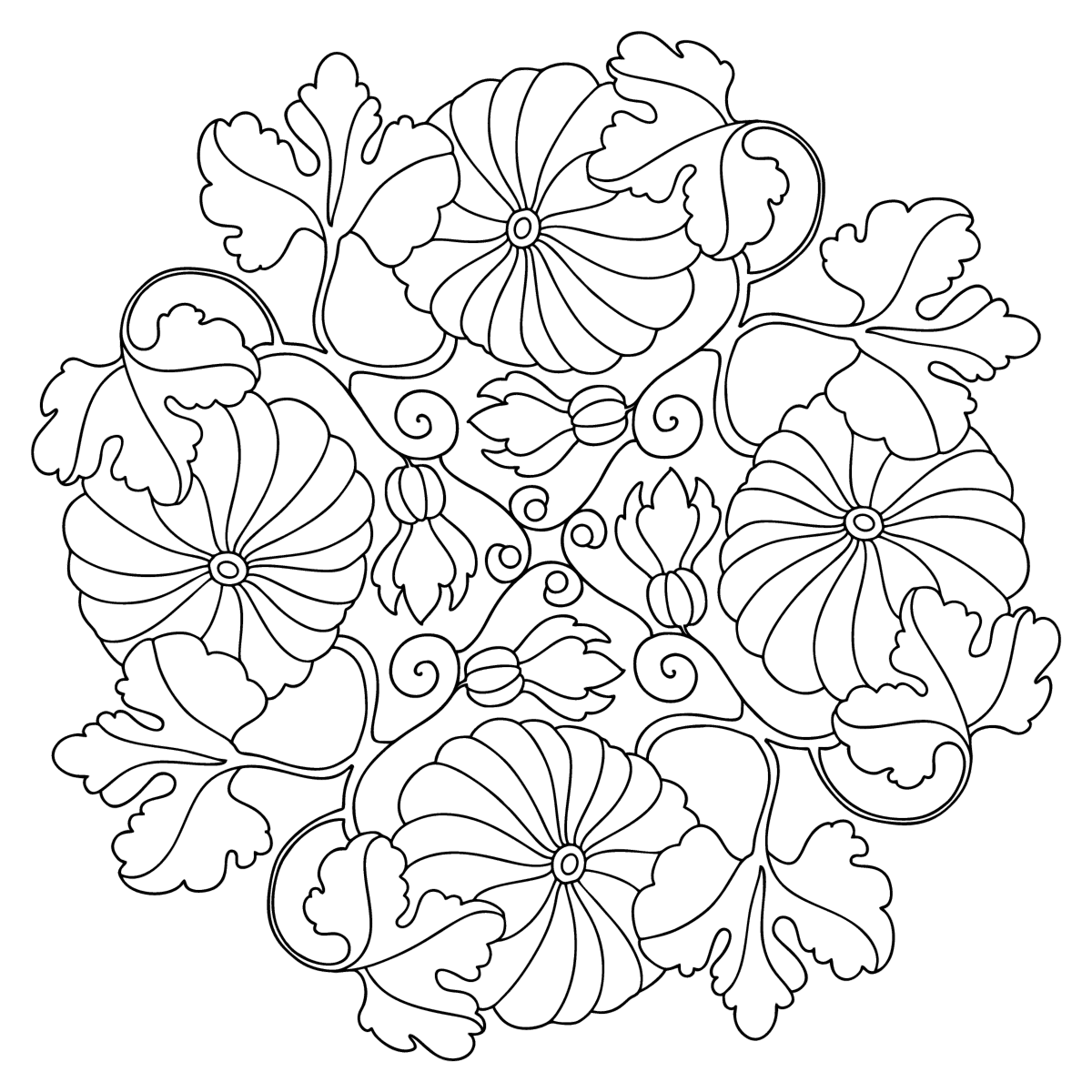 Coloring Pumpkin Mandala Halloween Mandala Coloring Page | Free