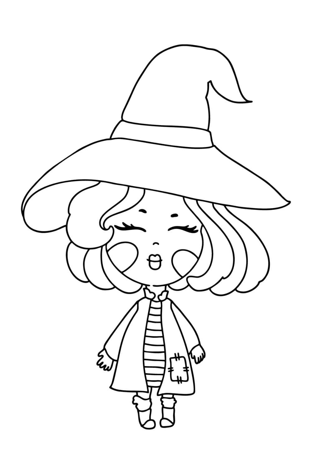 Small witch - Halloween Coloring pages for Adults Online and Print